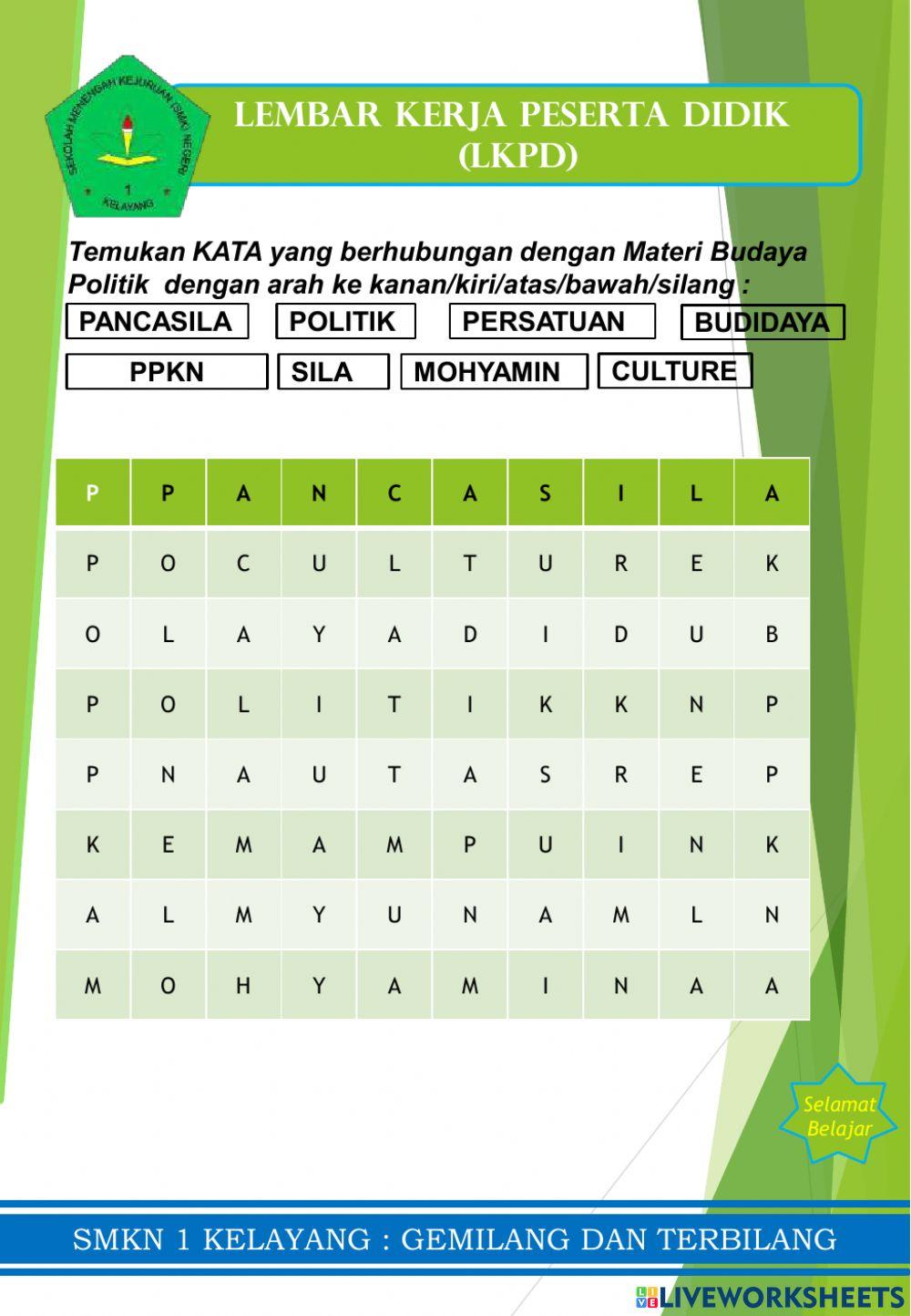 Lks modul ajar 1 | LKPD_PPKN_10 | Live Worksheets