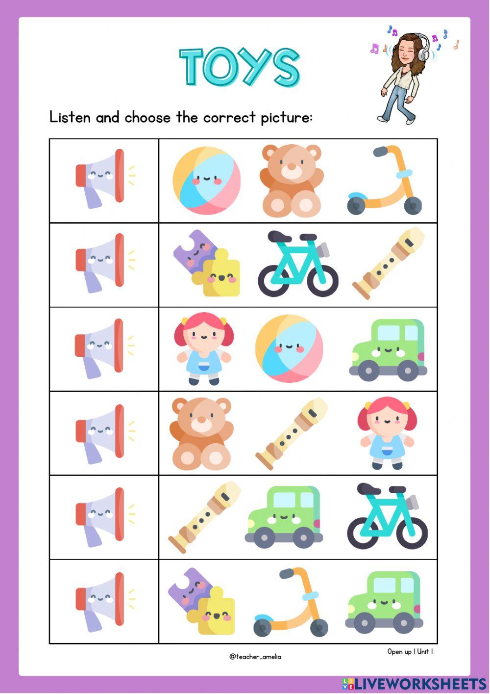 1º u1 toys worksheet | Live Worksheets