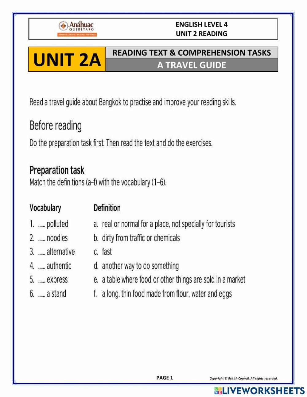 UNIT 2A READING (LEVEL 4) 2405968 | TeacherAlex_03_gmail2