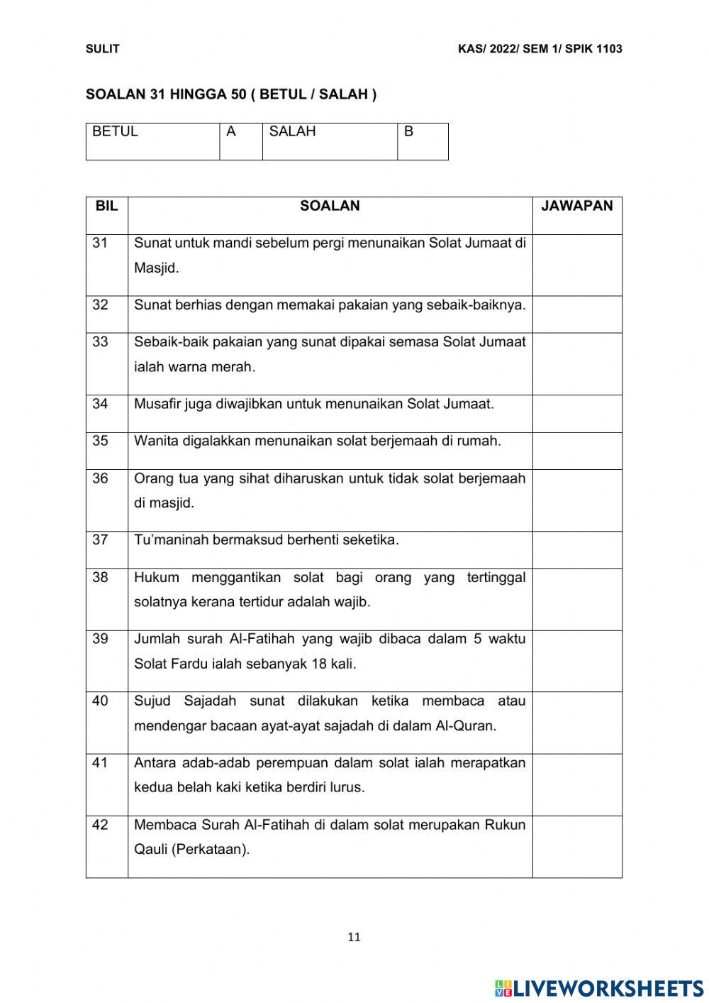 Feqah 1 interactive worksheet | Live Worksheets