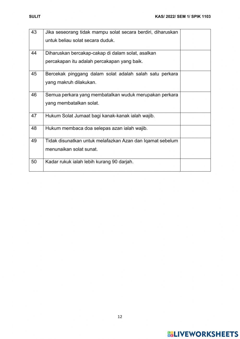 Feqah 1 interactive worksheet | Live Worksheets