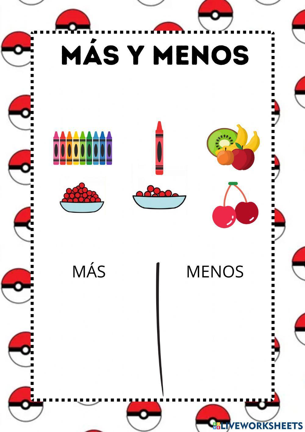 Más Y Menos Online Exercise Live Worksheets