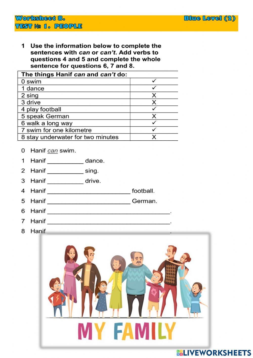 TEST 1 Blue Lev… | Free Interactive Worksheets | 2406051
