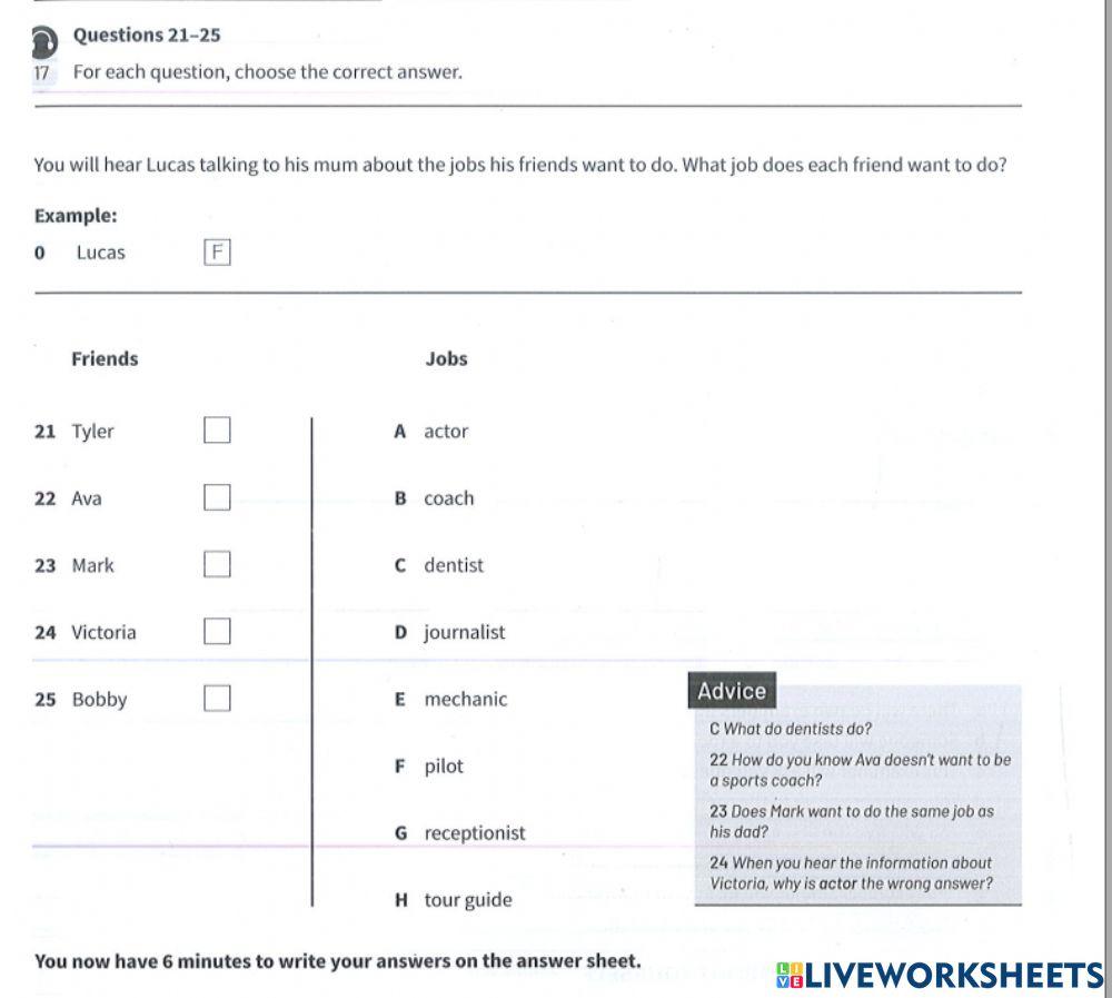 Jobs online exercise for Elementary | Live Worksheets