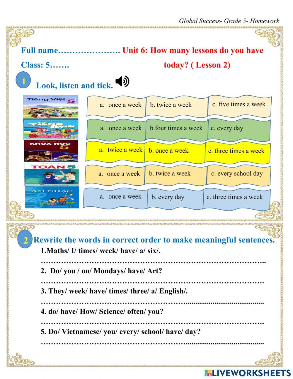 English 5- Unit 6- Lesson 2 online exercise for | Live Worksheets