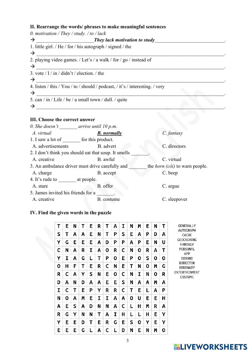 Foreign Teacher-GOLDA2+-U9-VOCAB worksheet | Live Worksheets