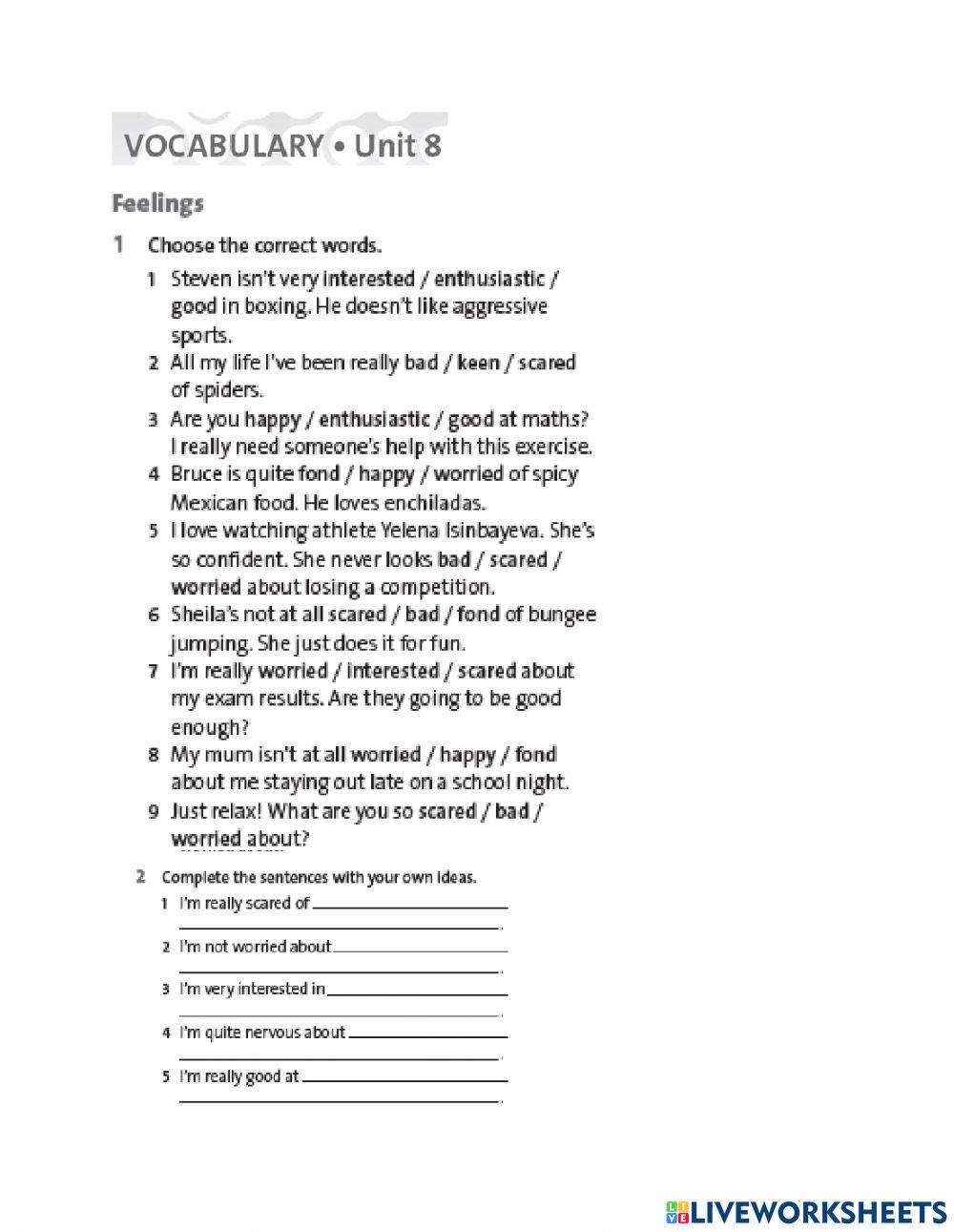 Vocabulary EP2 Unit 8 worksheet | Live Worksheets