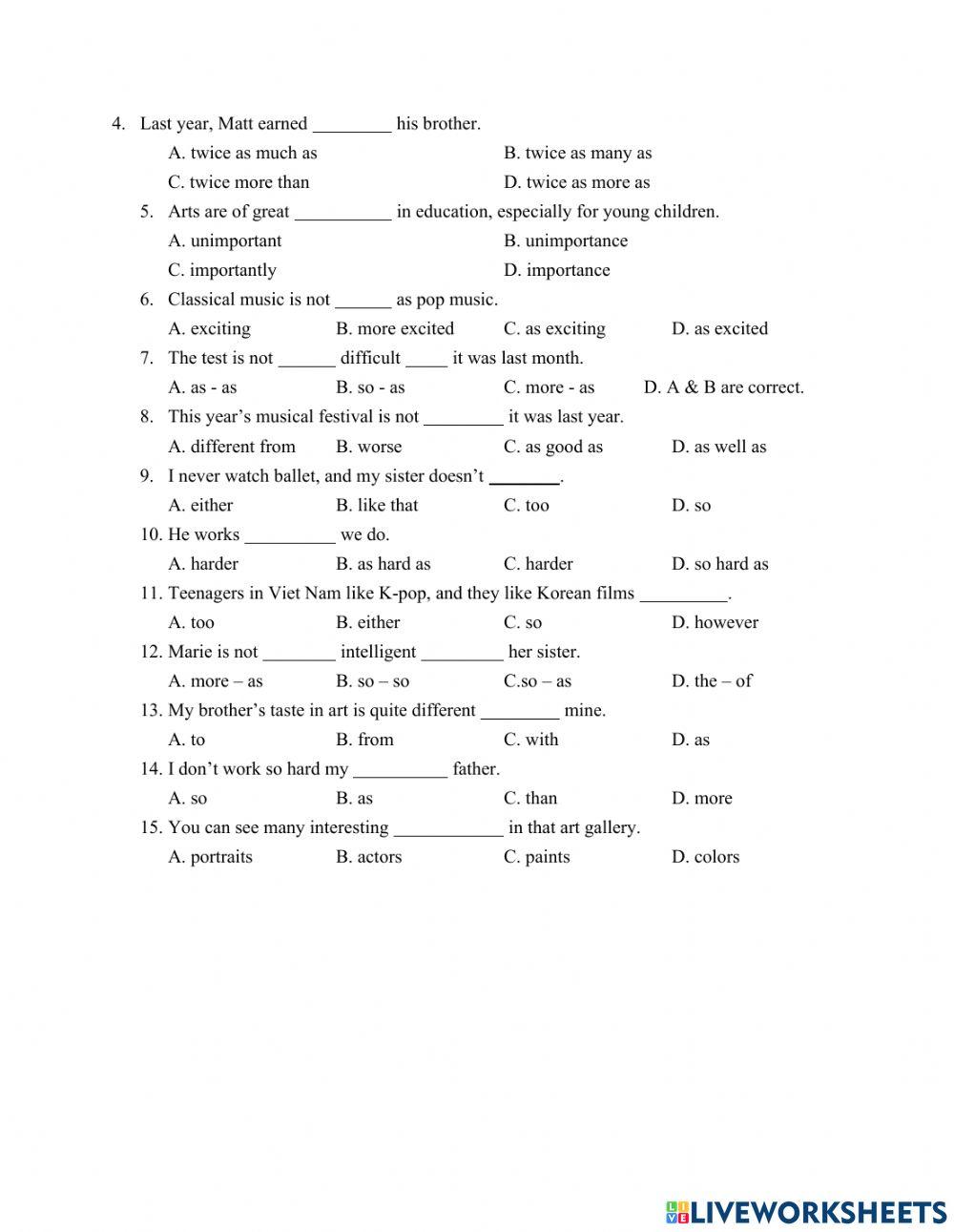 Mini test 1 G7 worksheet | Live Worksheets