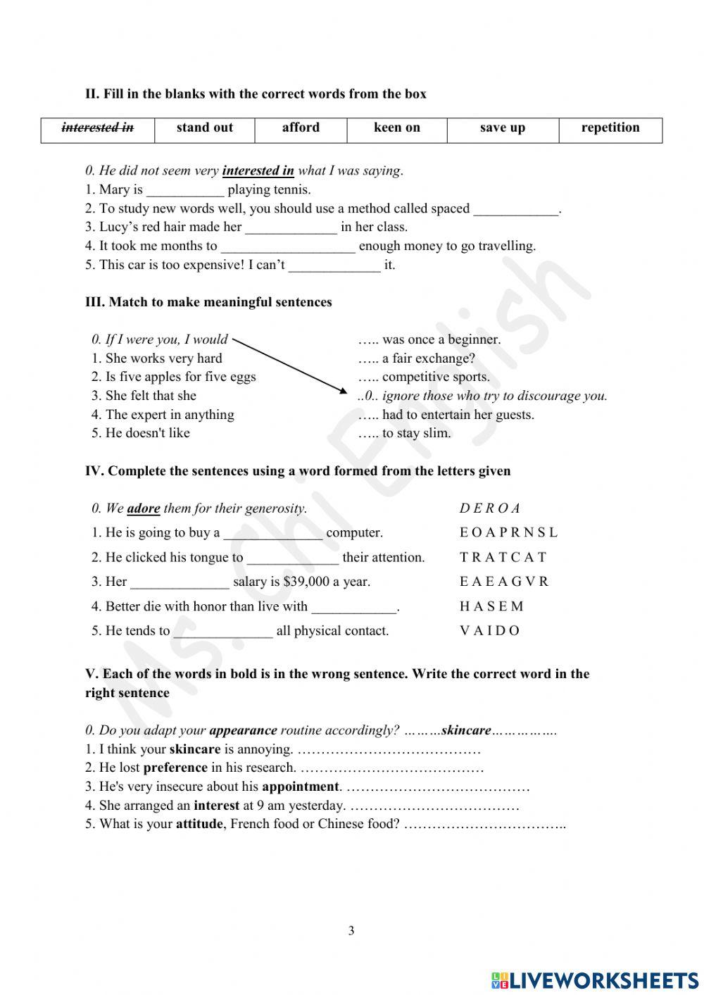 Foreign Teacher-GOLDA2+-U5-VOCAB worksheet | Live Worksheets