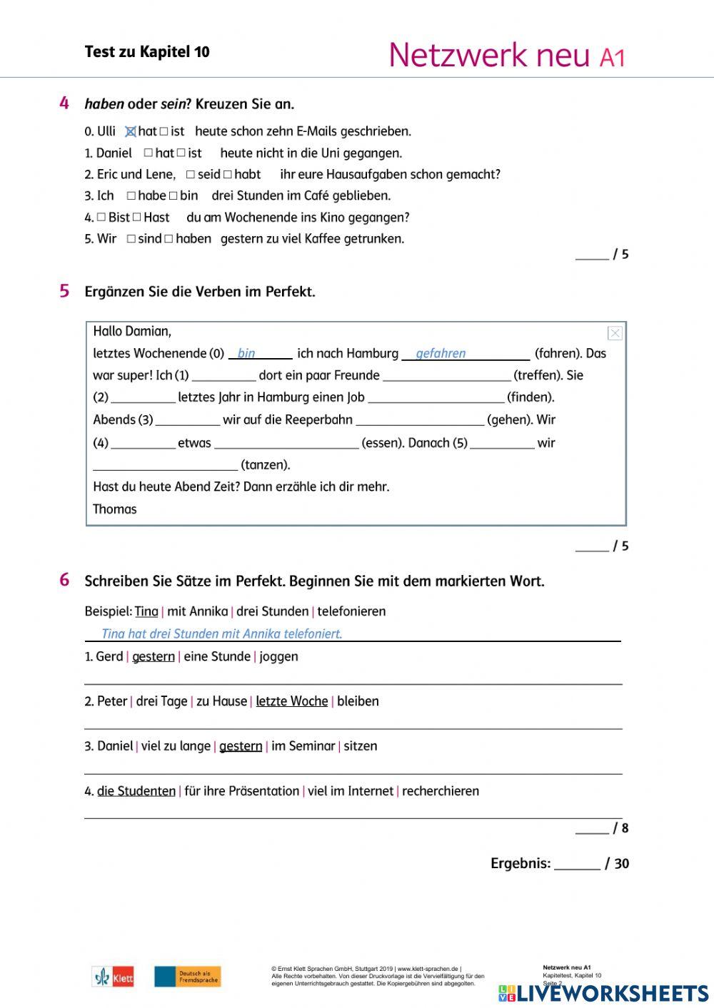 KAPITEL 10 TEST… | Free Interactive Worksheets | 2860441