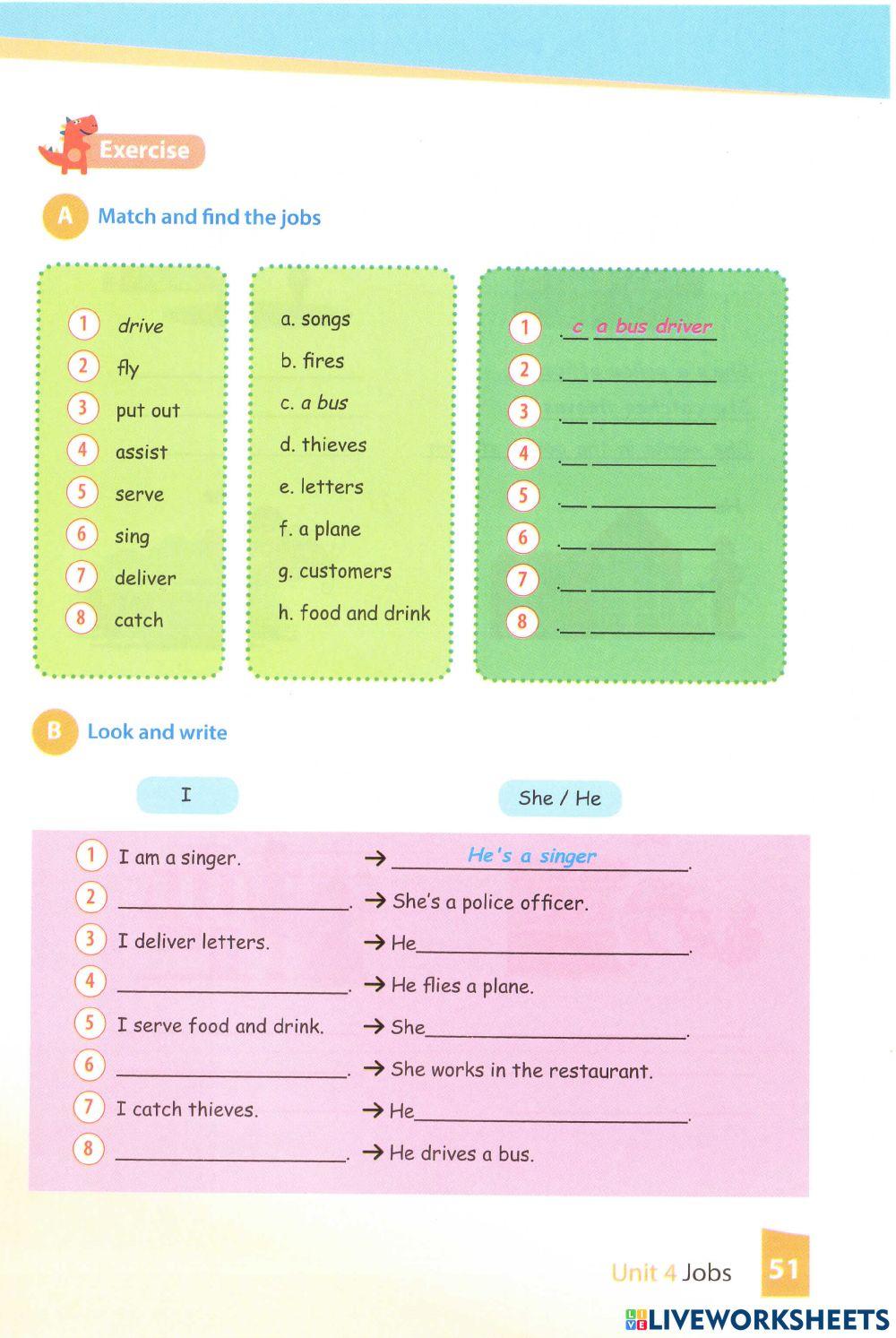 Jobs online exercise for grade 4 | Live Worksheets