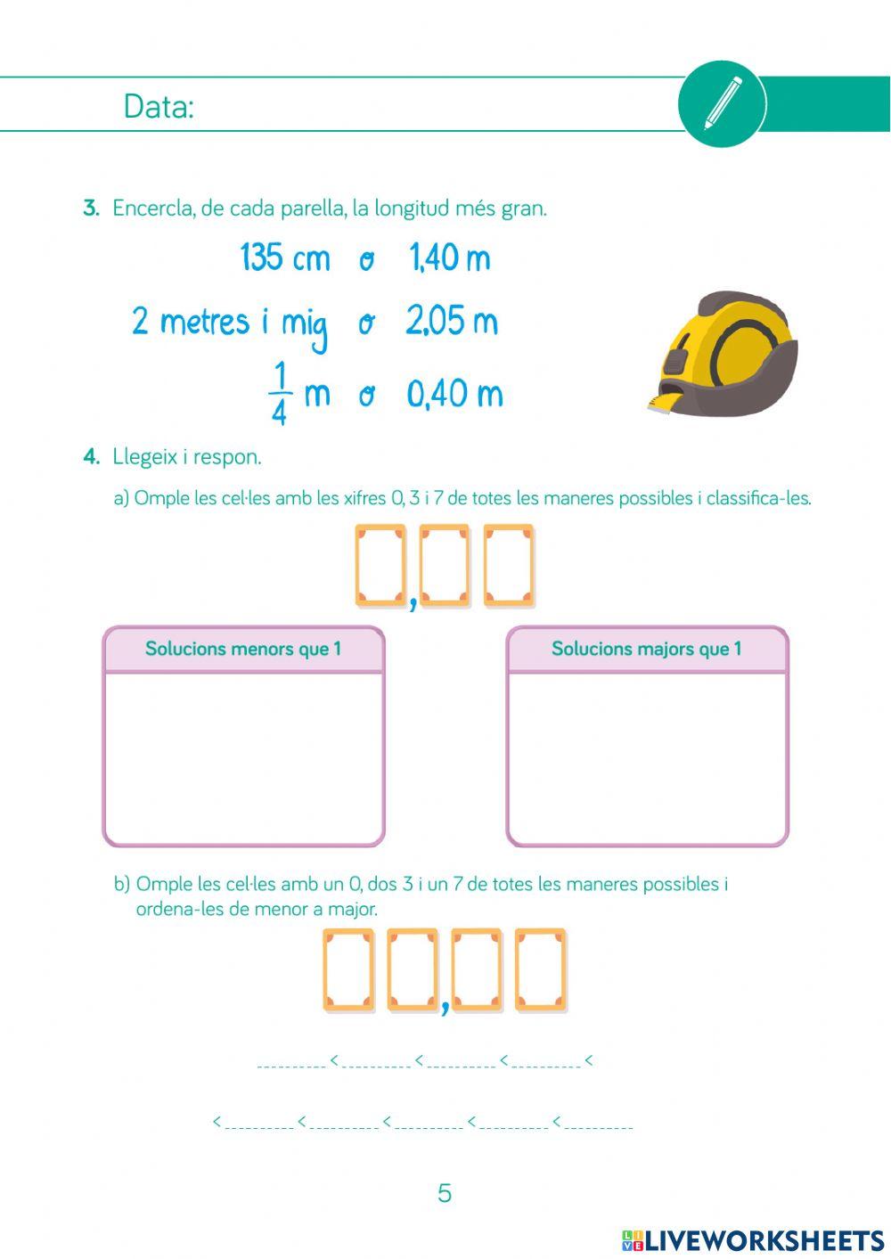 Innovamat 5è, 1 | Free Interactive Worksheets | 2087516