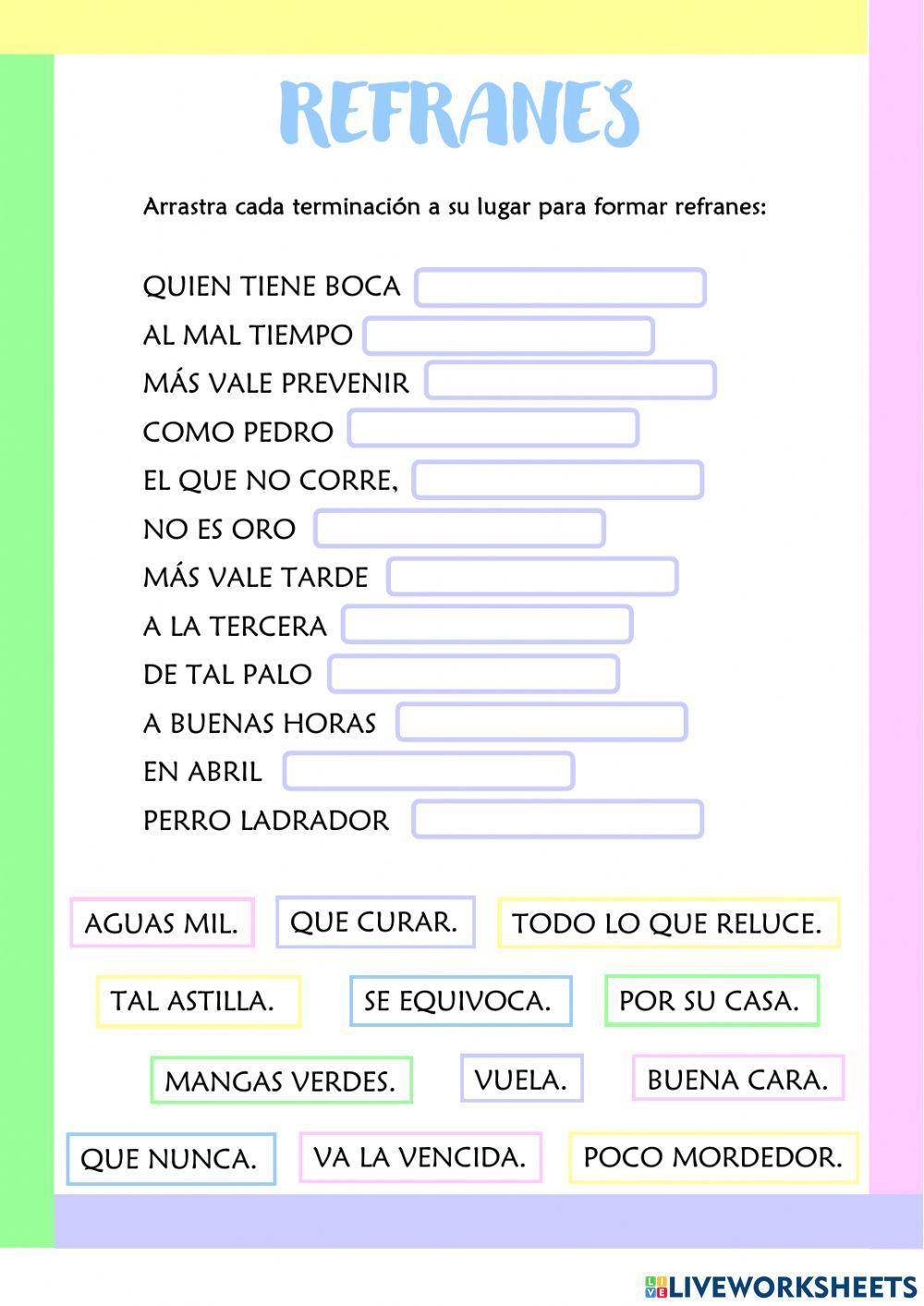 Refranes activity for 3º | Live Worksheets