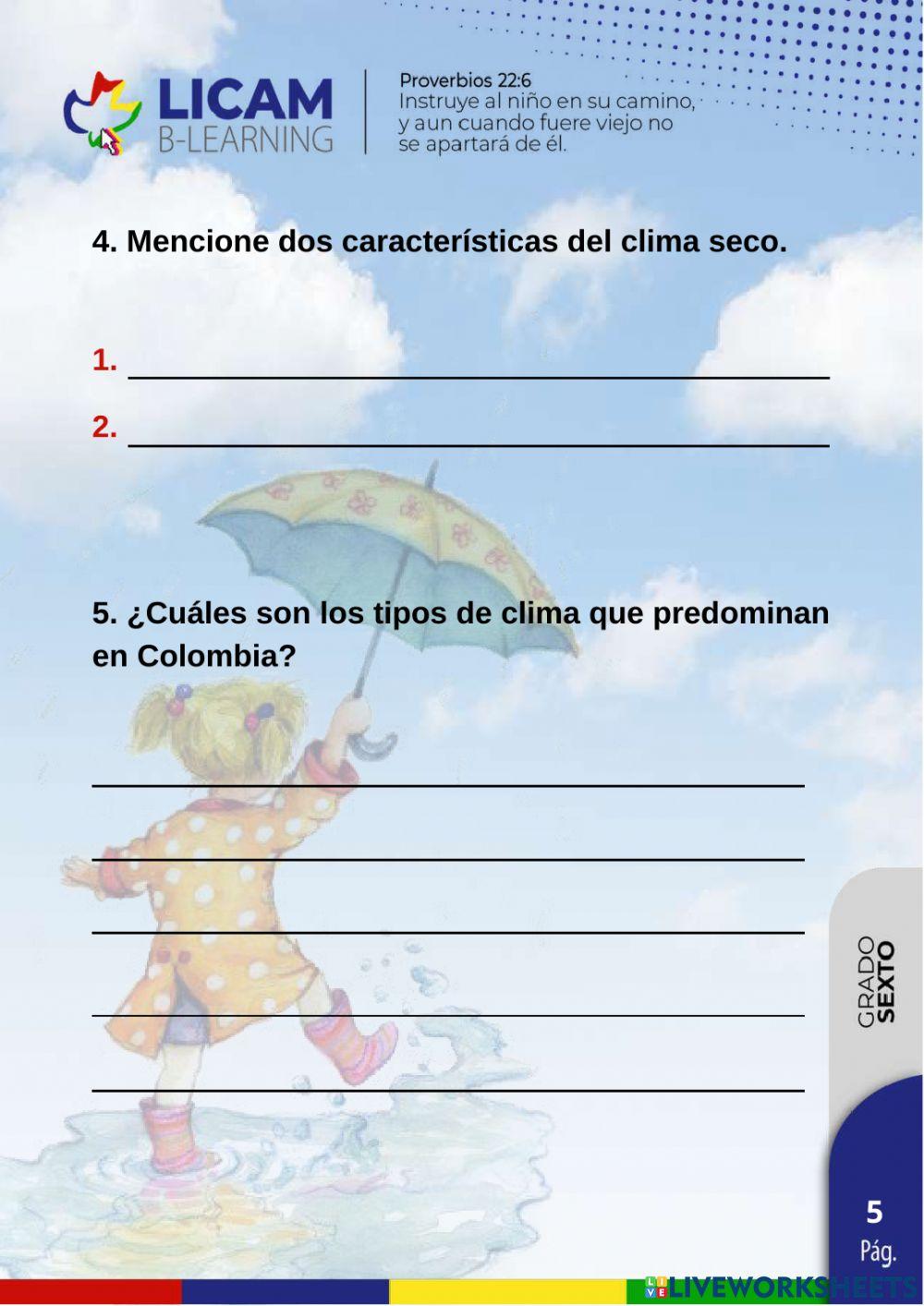 EL CLIMA: SUS FACTORES Y CLASIFICACION - 6° online exercise for | Live ...