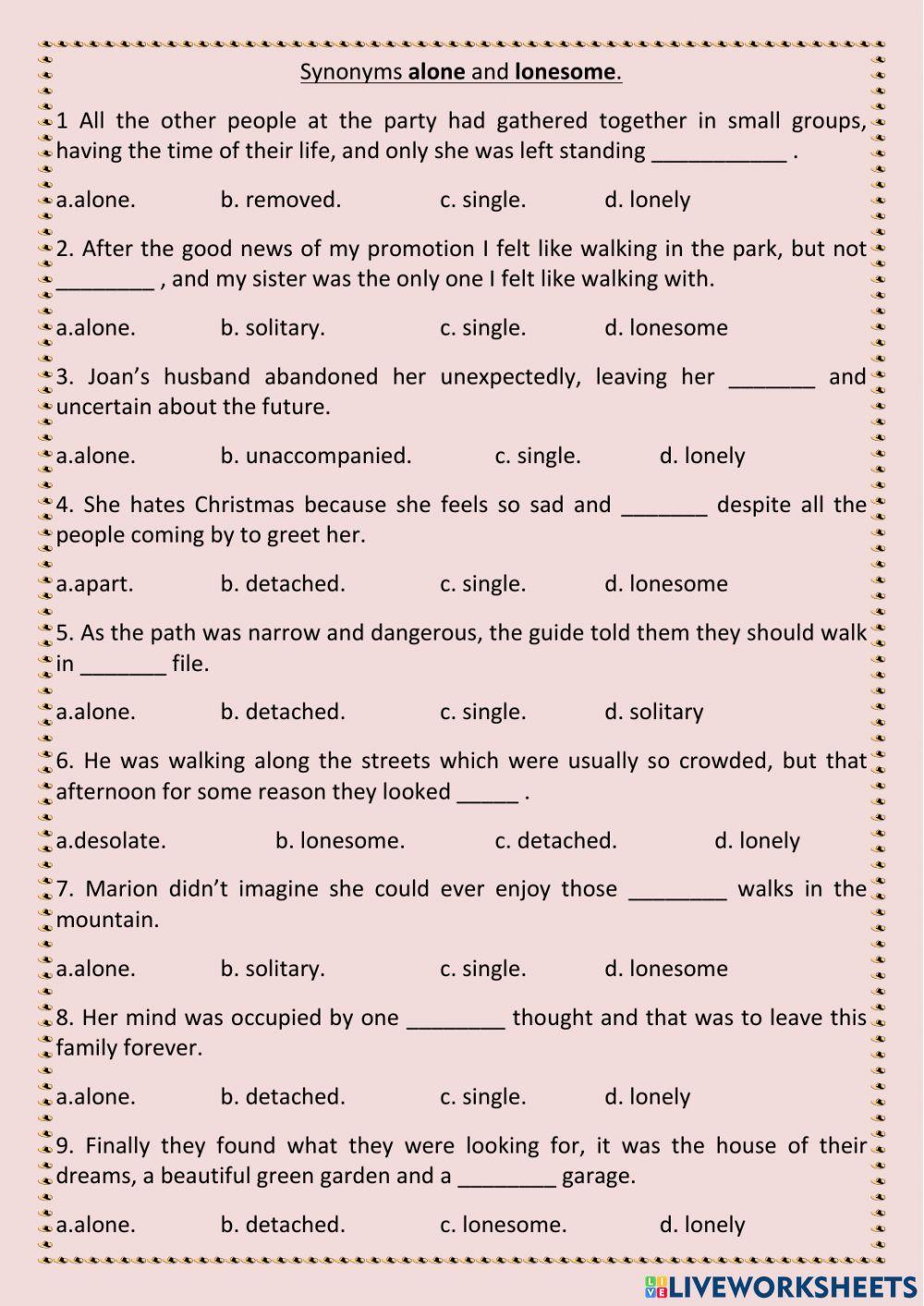 Synonyms abando… | Free Interactive Worksheets | 2087716