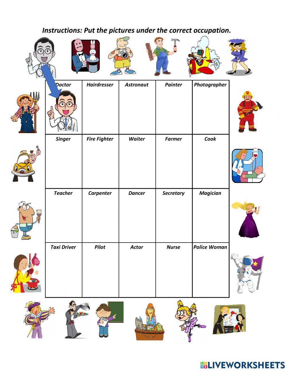 Occupations Worksheet-Oscar Omar Lopez Vasquez online exercise for ...