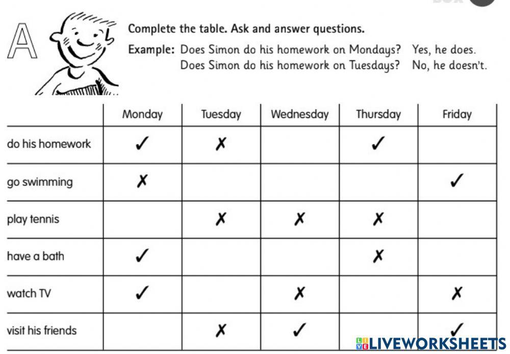Simon's week 1 worksheet | Live Worksheets