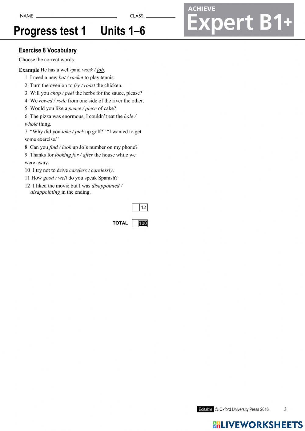 B1 + - Progress… | Free Interactive Worksheets | 6888946