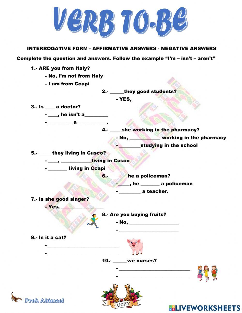 2087961 | EXERCISE NEGATIVE ANSWER AND AFFIRMATIVE ANSWER