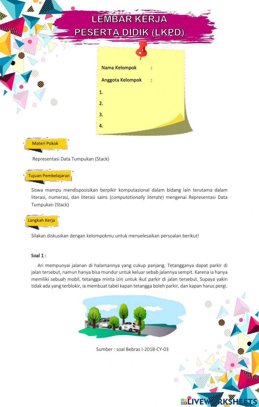 Representasi Data Tumpukan (Stack) worksheet | Live Worksheets