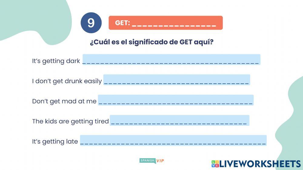 El verbo GET en español VII worksheet | Live Worksheets