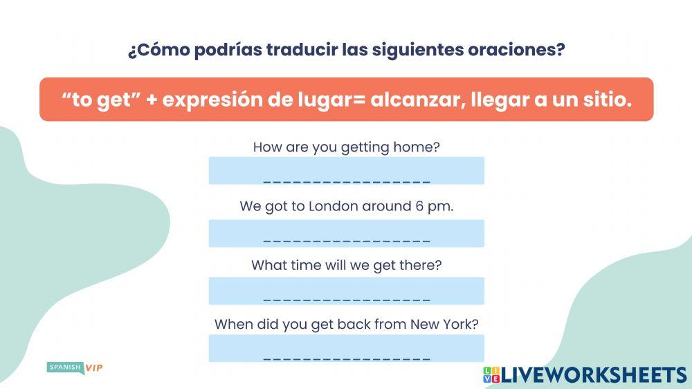 El verbo GET en español X worksheet | Live Worksheets