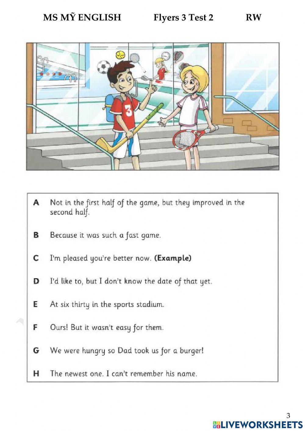 Flyers 3 test 2… | Free Interactive Worksheets | 2087992