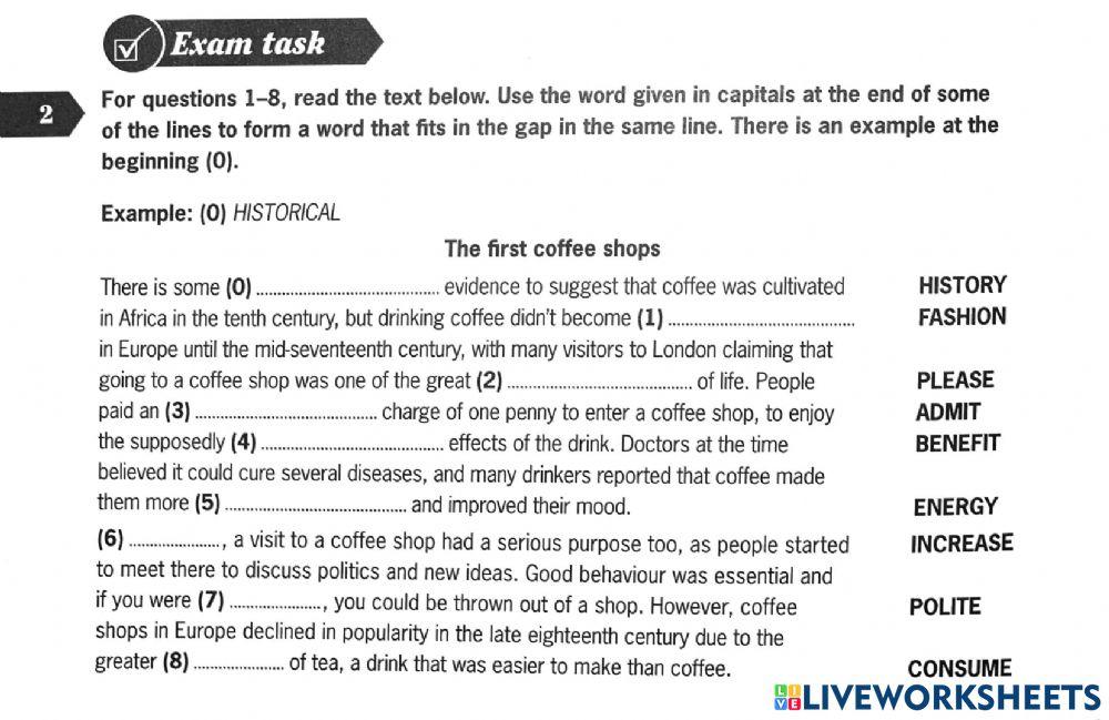 FCE 8 online exercise for | Live Worksheets