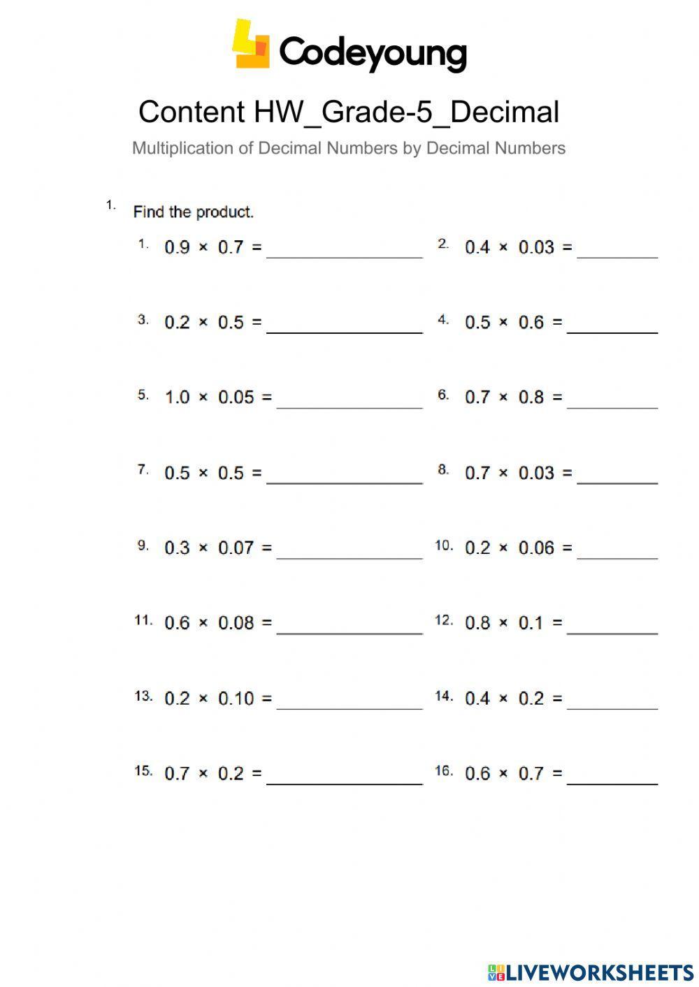 Content-HW-Multiplication of Decimal Numbers by Decimal Numbers Part 1 ...