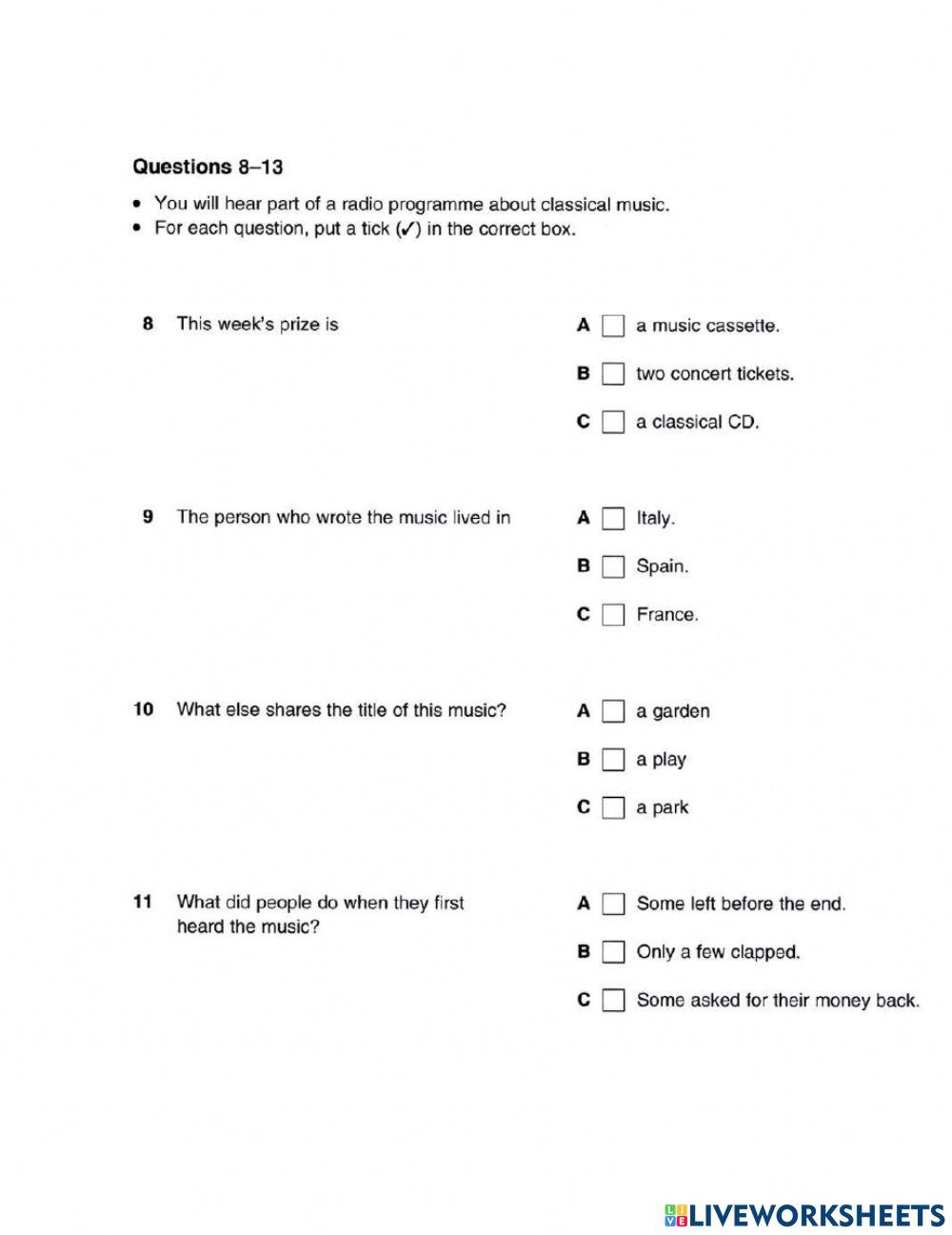 Pet 2-test 1-part 2 worksheet | Live Worksheets
