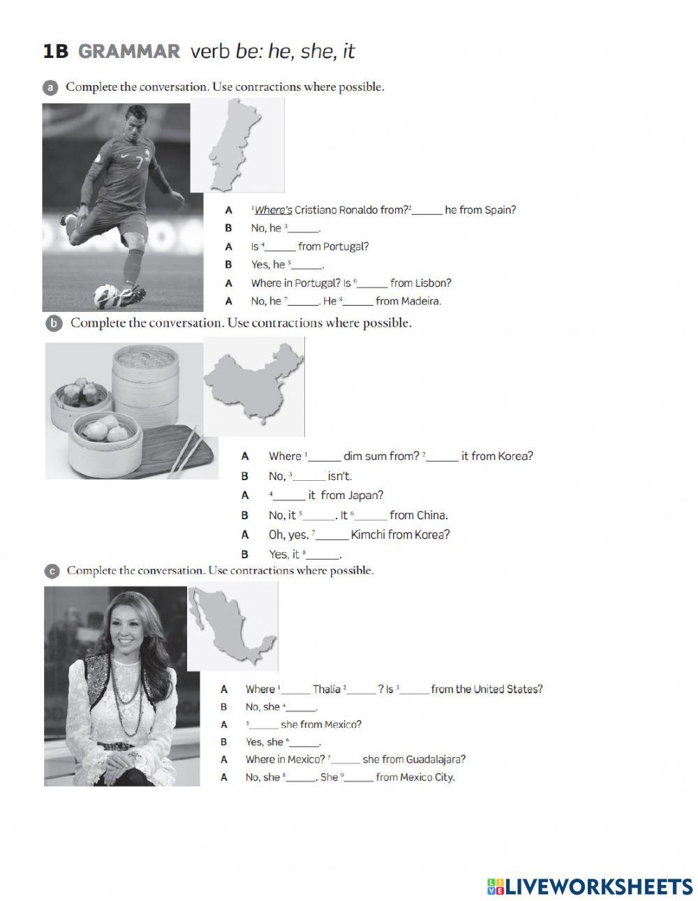 Verb be online exercise for PreA1 | Live Worksheets