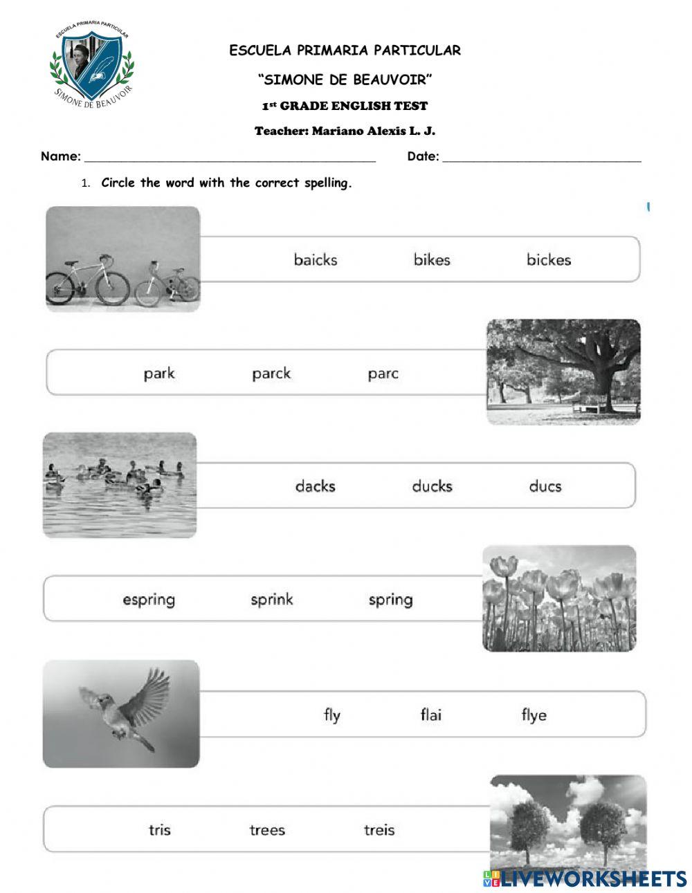 1a english test worksheet | Live Worksheets