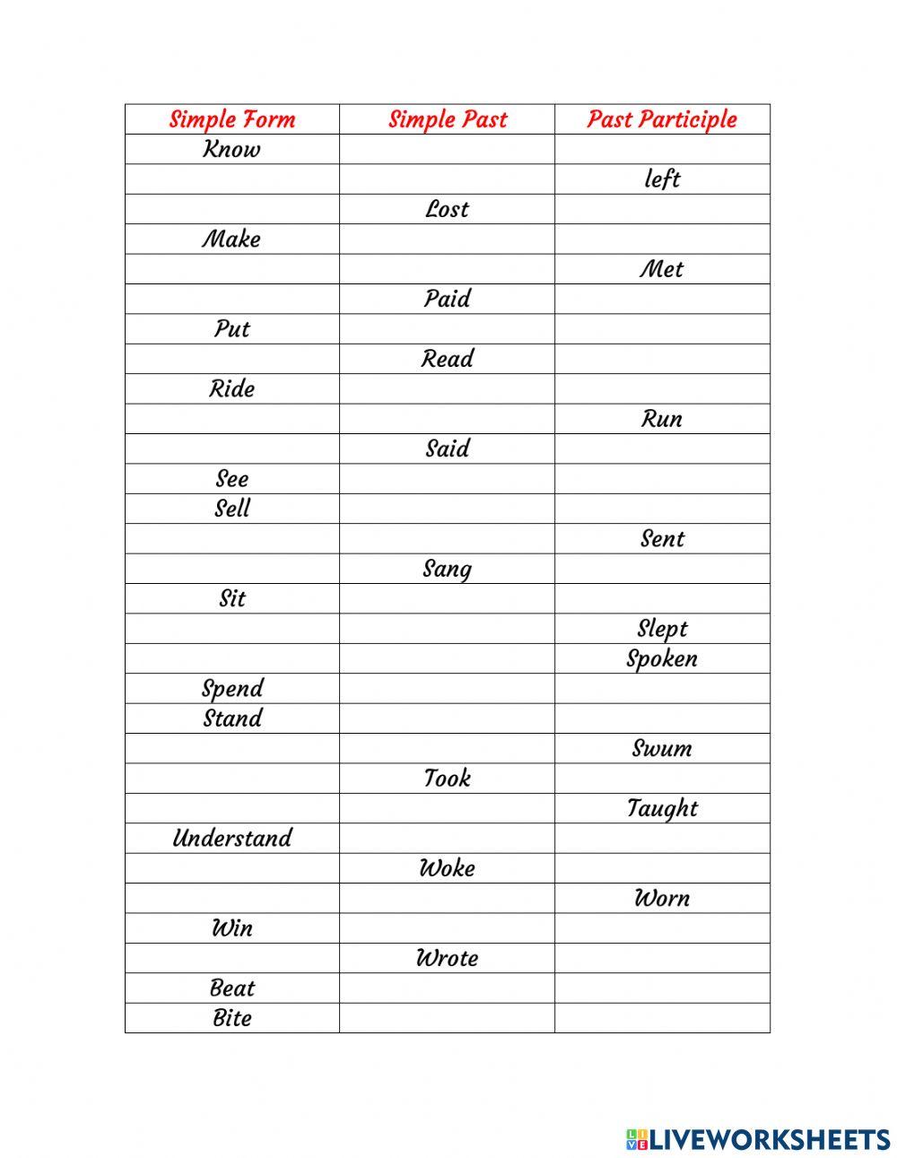 Verbs online exercise for Basic | Live Worksheets