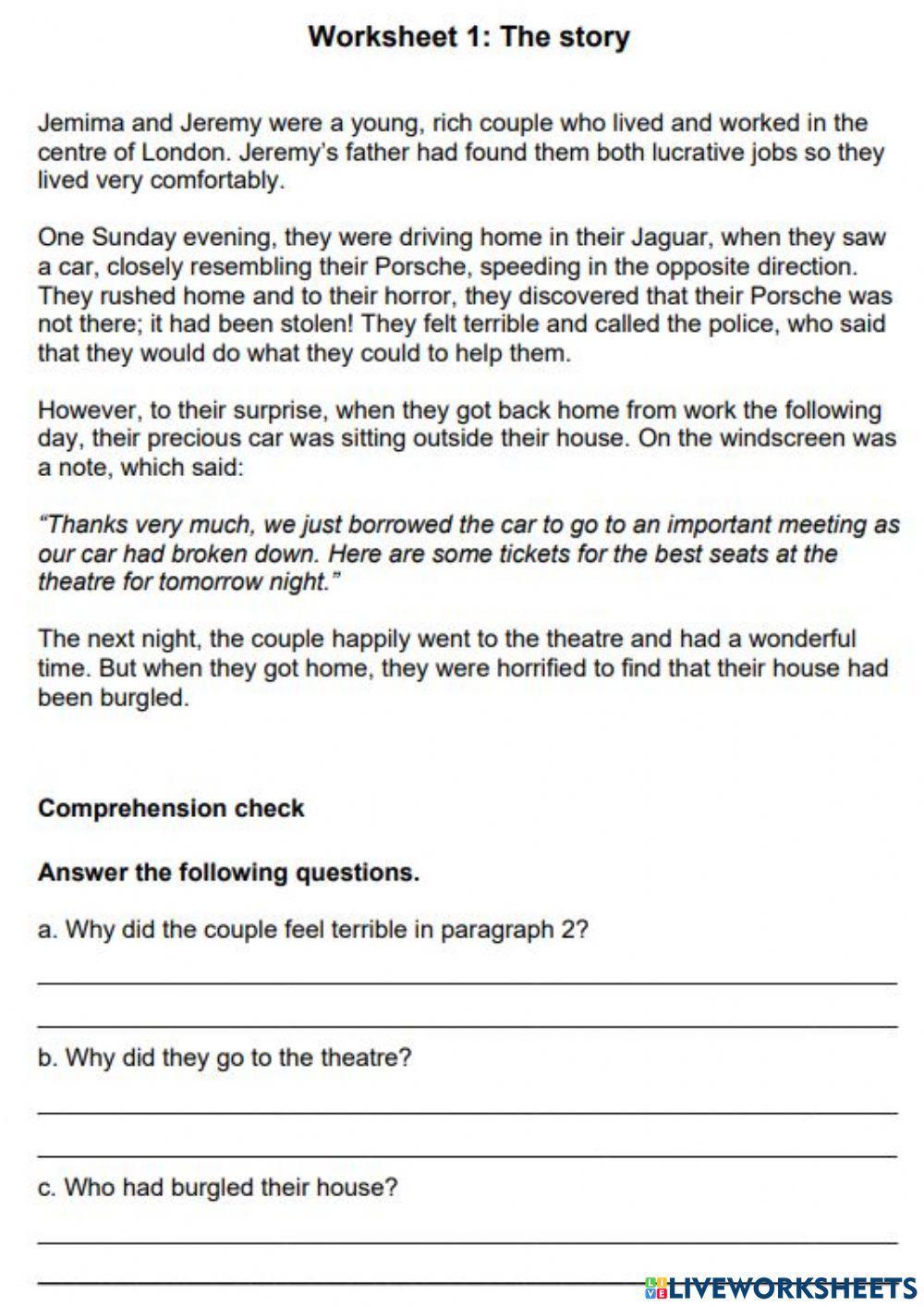 The Story online activity | Live Worksheets