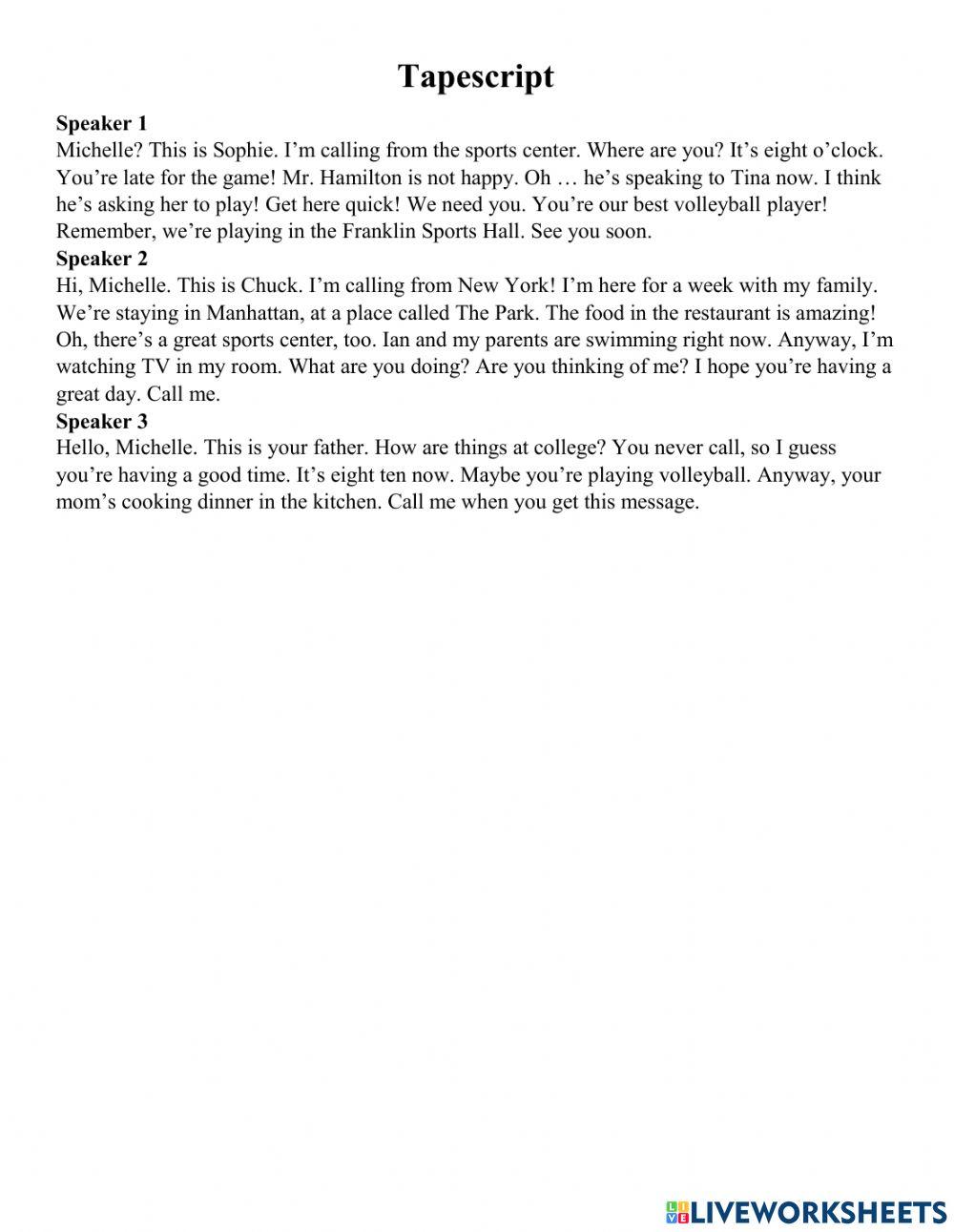 Listening unit 10 Breakthrough page 118 online exercise for | Live ...