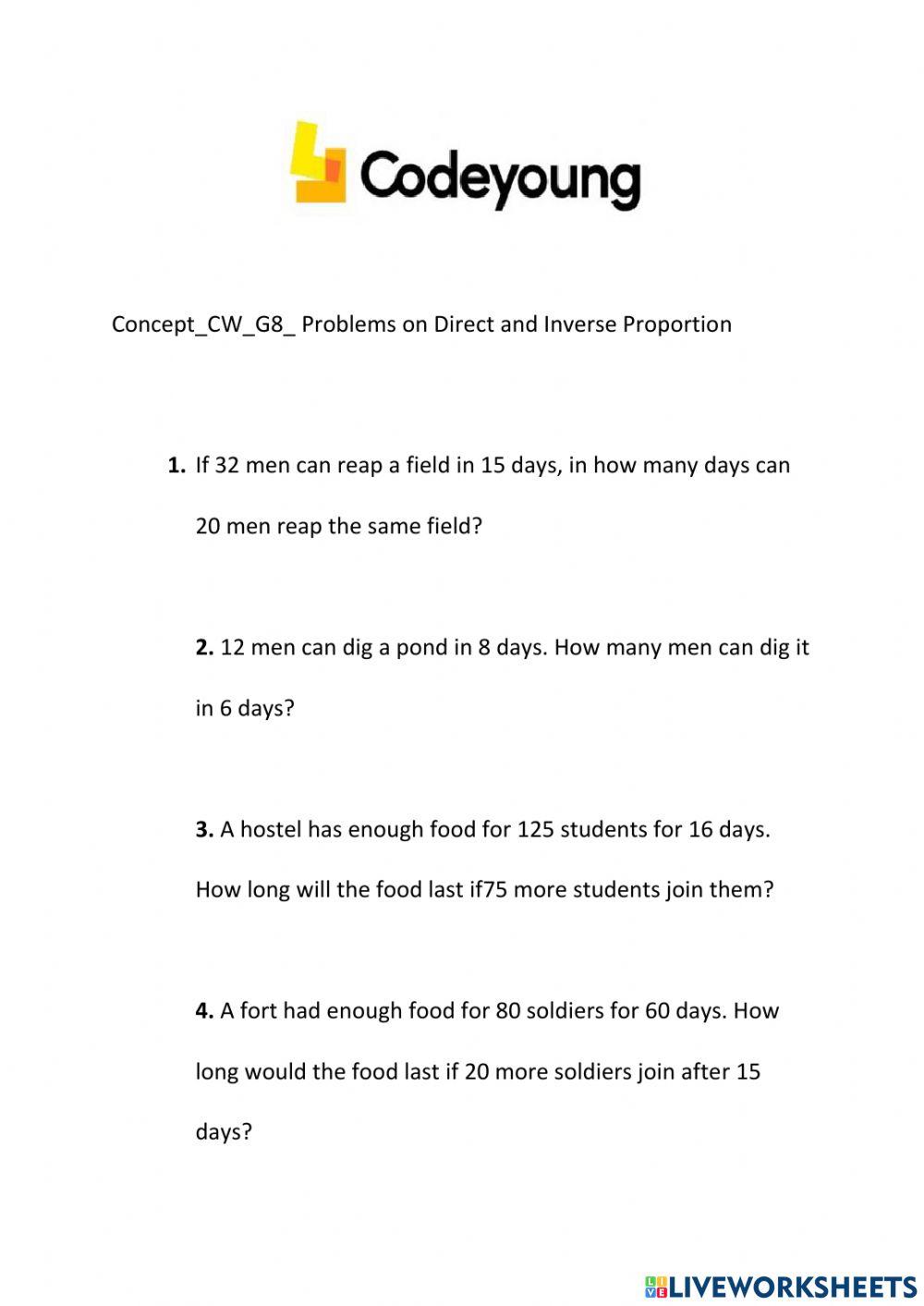proportion worksheets year 8