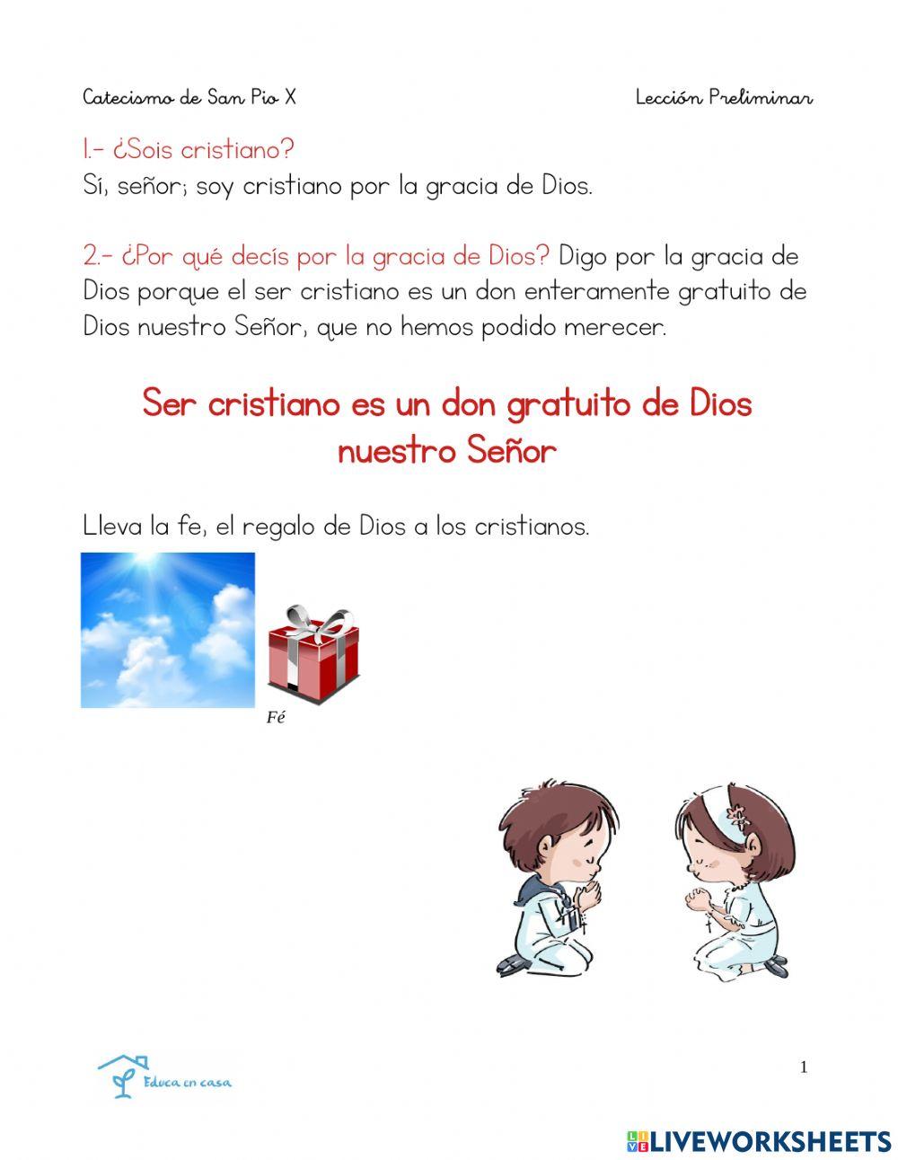 Catecismo de San Pio X Numeros 1-3 worksheet | Live Worksheets