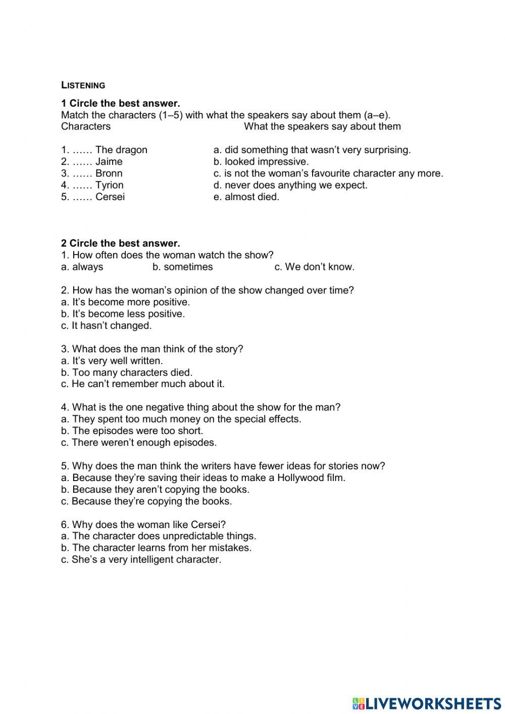 Adults 4-test worksheet | Live Worksheets