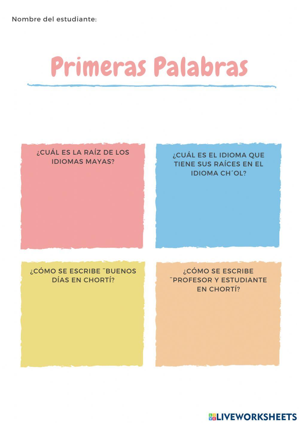 Chortí worksheet | Live Worksheets