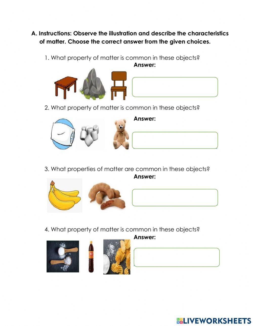 Matter | LiveWorksheets | 2090965