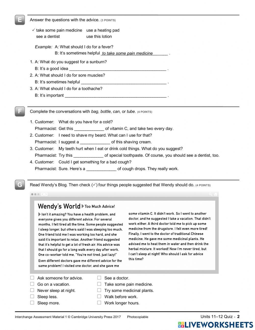Unit 11-12 online exercise for | Live Worksheets