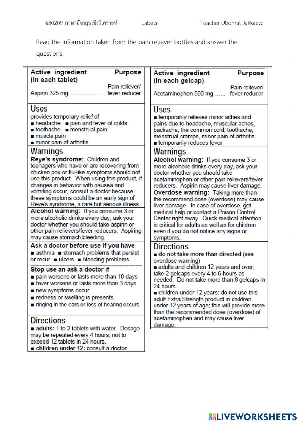 3618504 | label1 | Ubonrat Jakkaew | LiveWorksheets