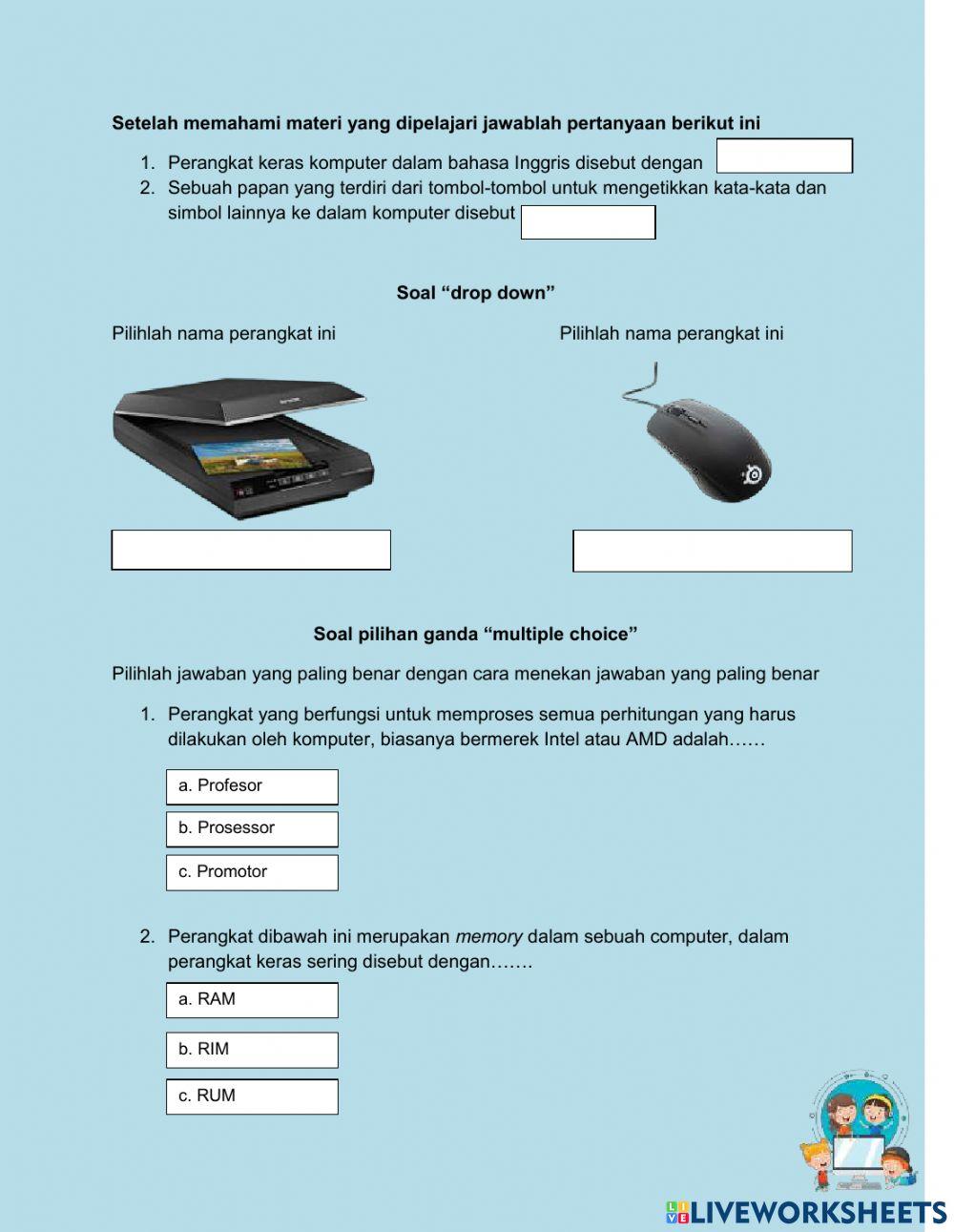 Perangkat Keras Komputer online pdf activity | Live Worksheets