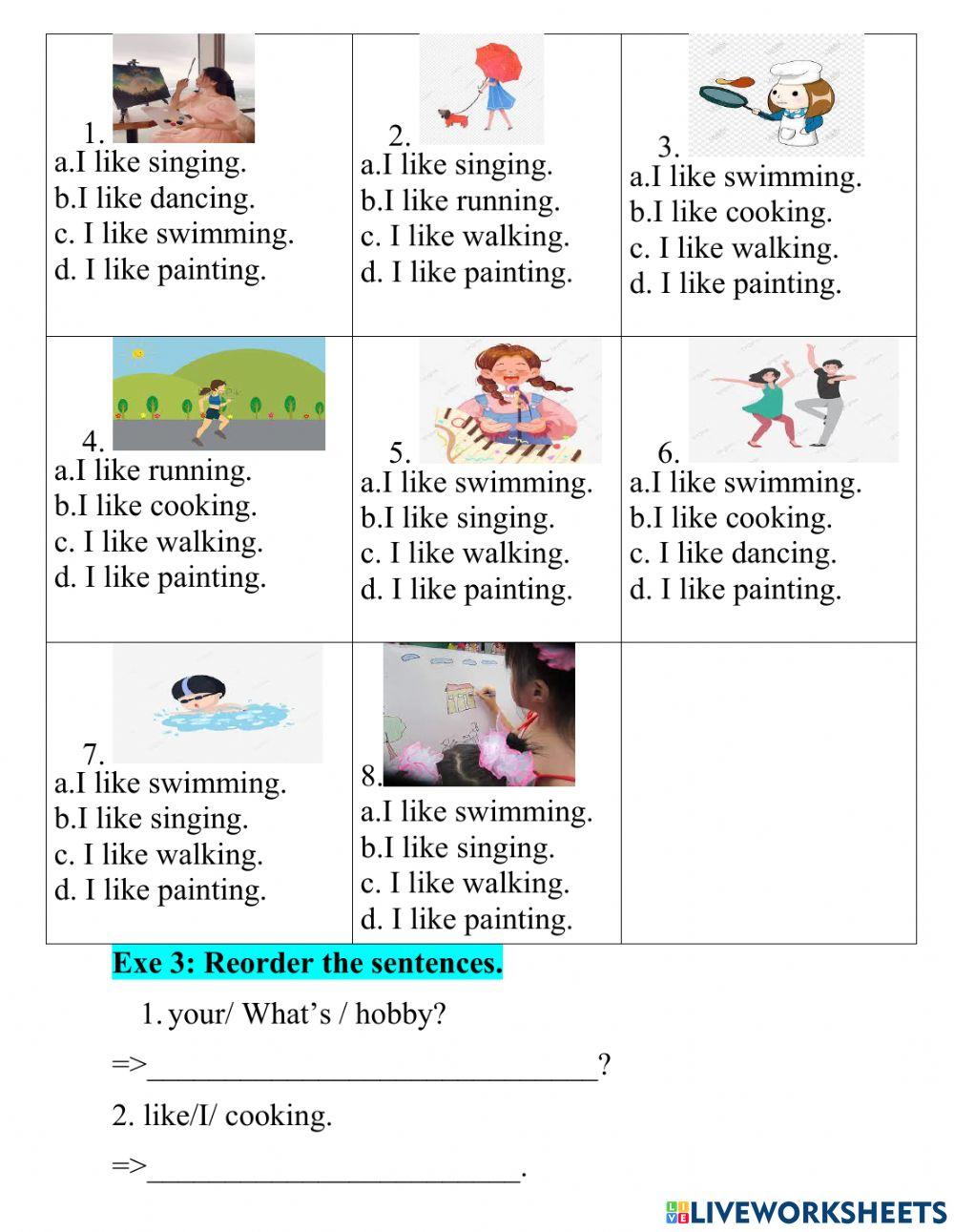 Unit 5: Our hob… | Free Interactive Worksheets | 2112786