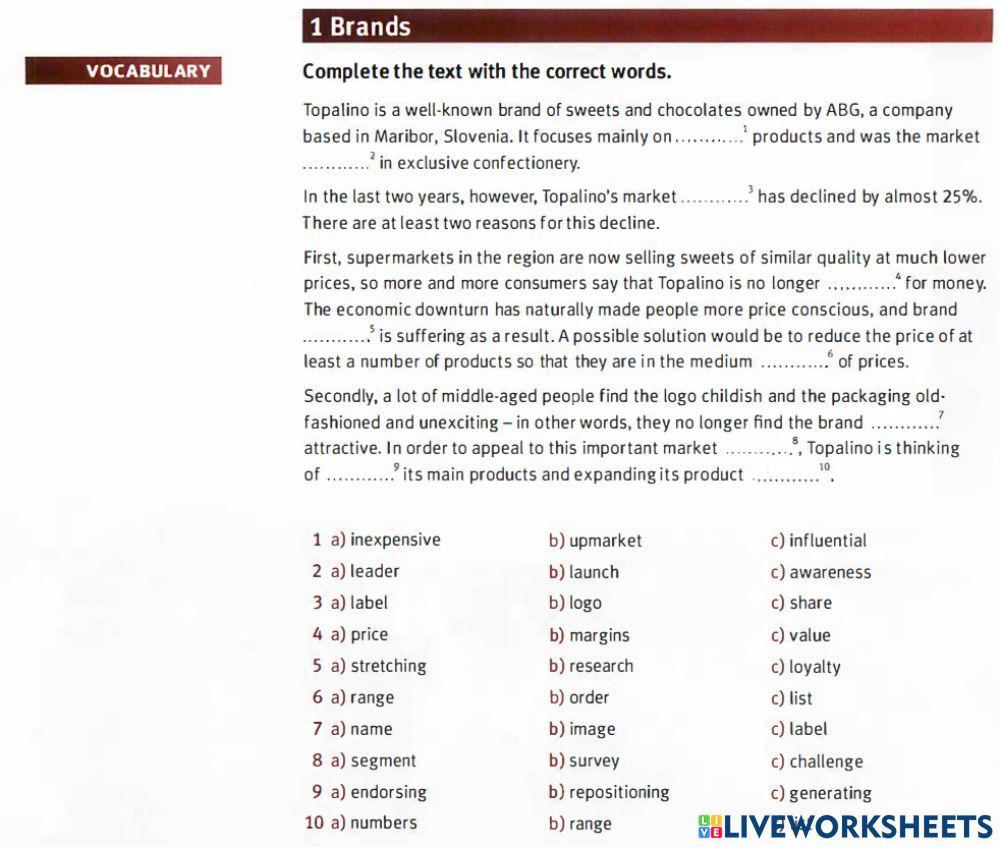 Brands Revision worksheet | Live Worksheets
