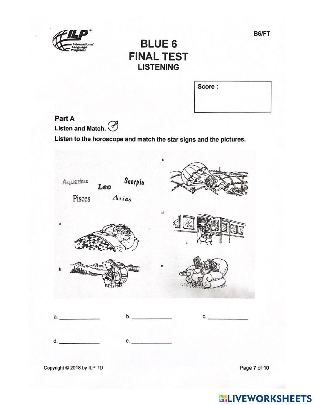 FINAL BLUE 6 LISTENING 1004 | erikaval2610 | Live