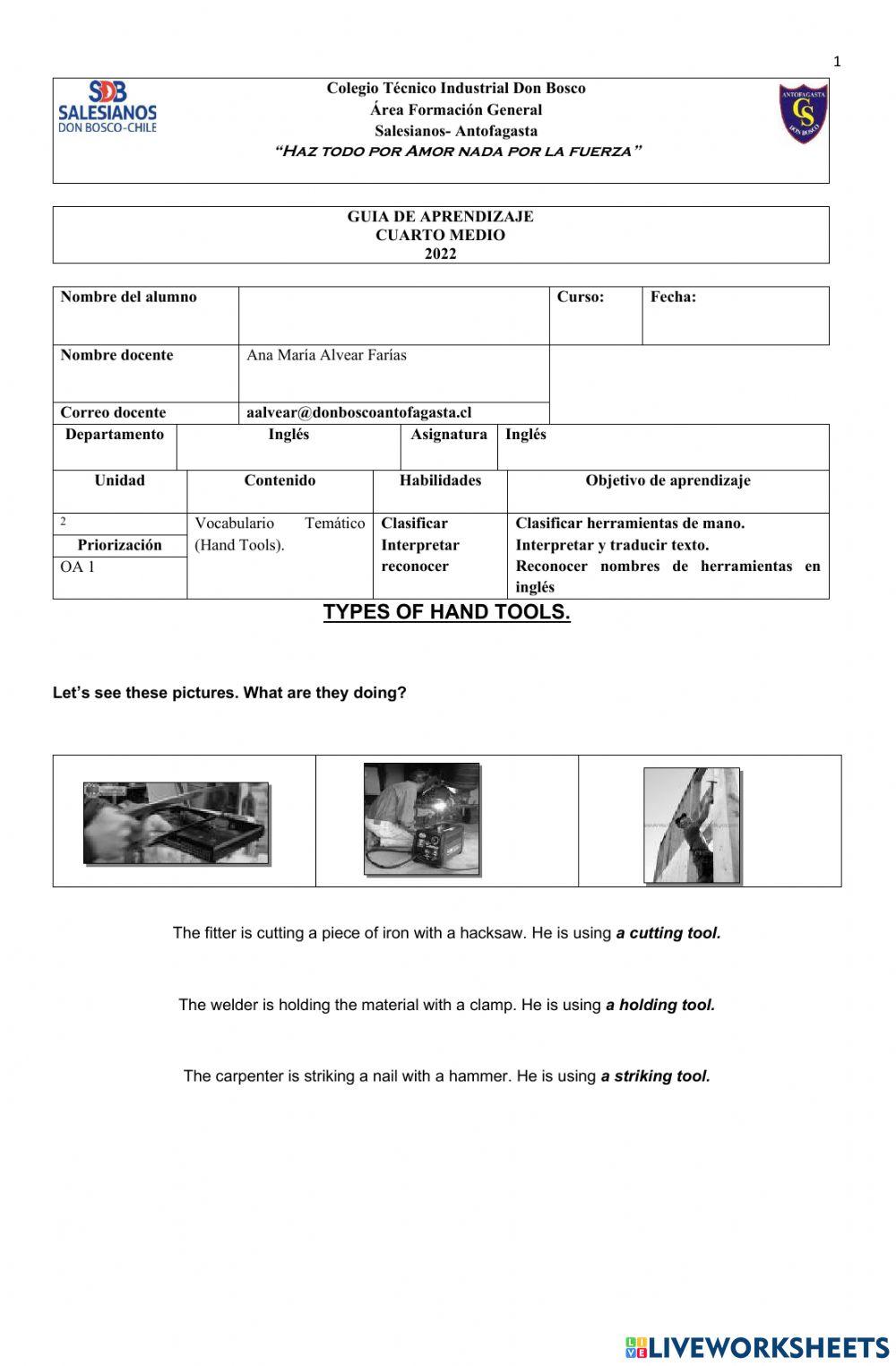 handtools 3 1111 | mencheernesto | Live Worksheets