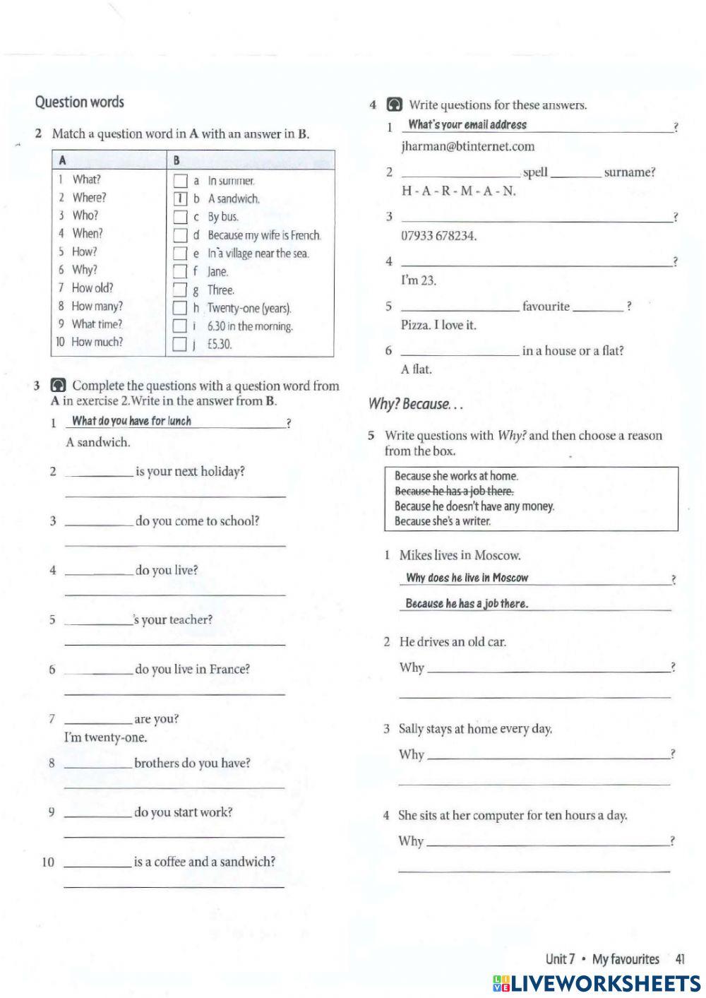 unit 7 WB Headw… | Free Interactive Worksheets | 7114360