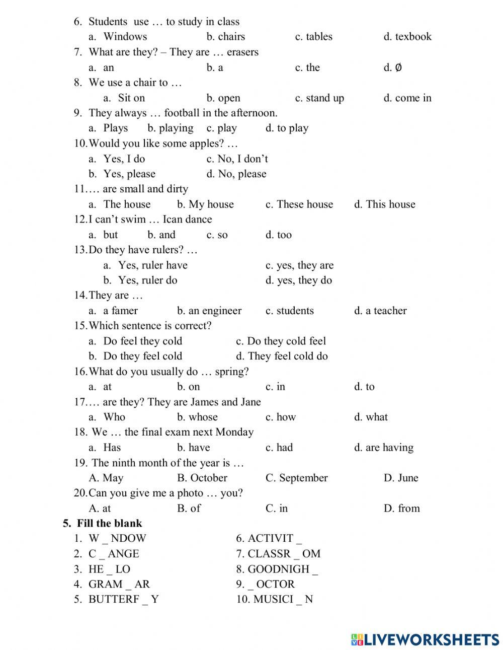 Test No.3 interactive worksheet | Live Worksheets