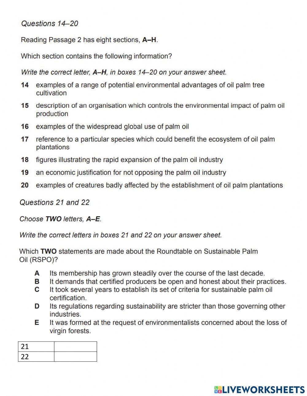 Cambridge 17 Test 3 Passage 2 worksheet | Live Worksheets